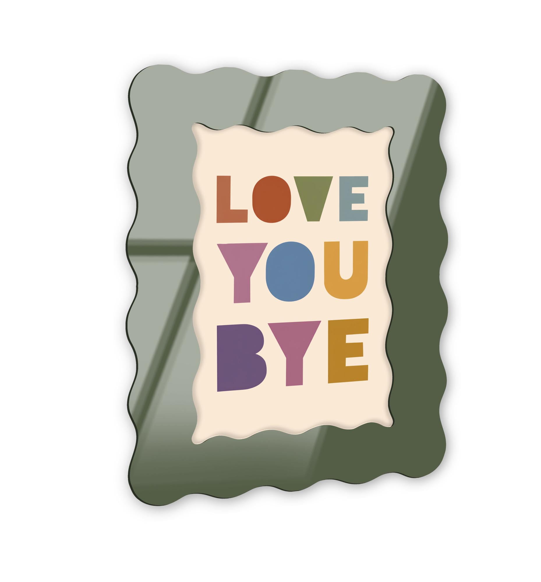 Love Your & Bye Typography Wall Art – Olive Wavy Acrylic Wall Frame, 19 ...