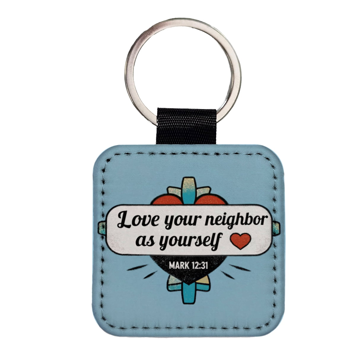 Love Your Neighbor As Yourself Mark Bible Verse Faux Leather Square ...