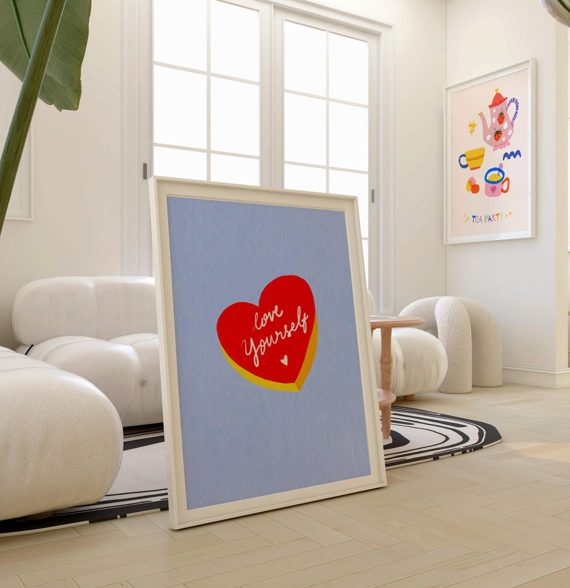 Love Yourself Heart Coquette Motivational Wall Art, Unframed Paper ...