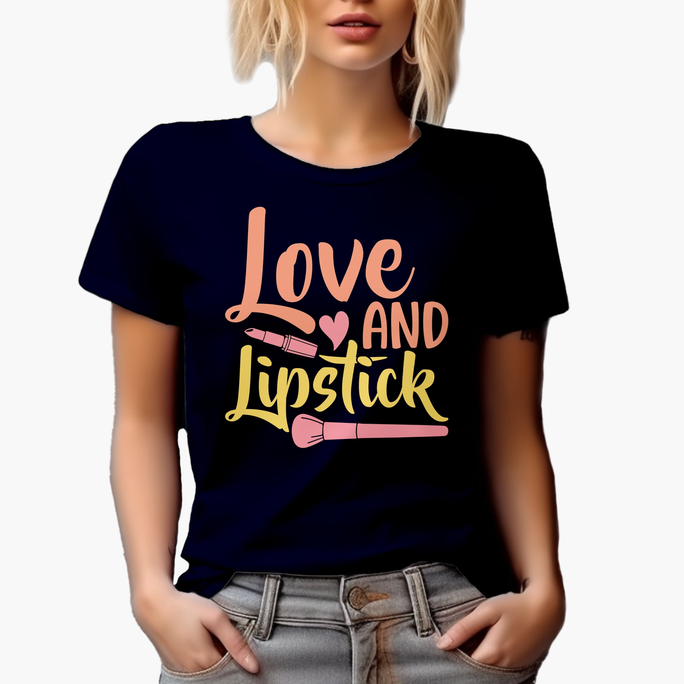 Love and Lipstick Text with Pastel Colors, Beauty Themed Merch Gift for ...