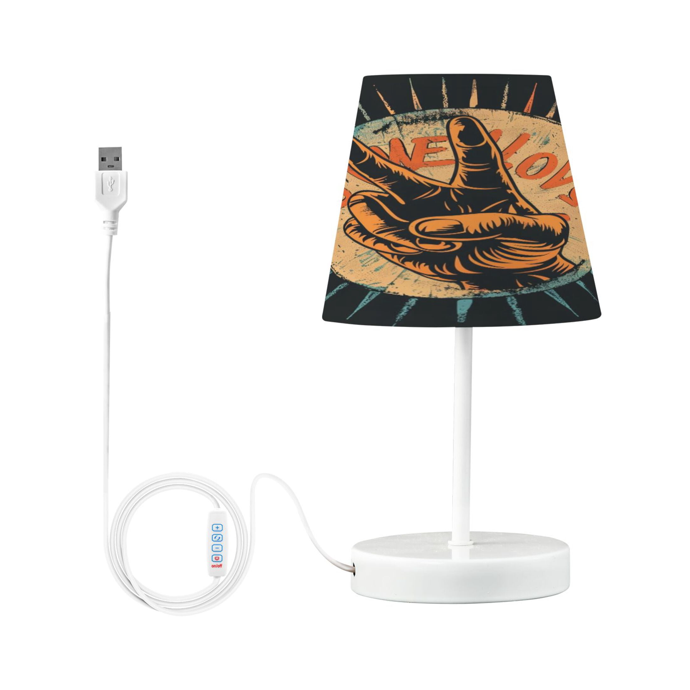 Love and Peace Sign Desk Lamp LED Table Nightstand Lamps with 3 Color ...