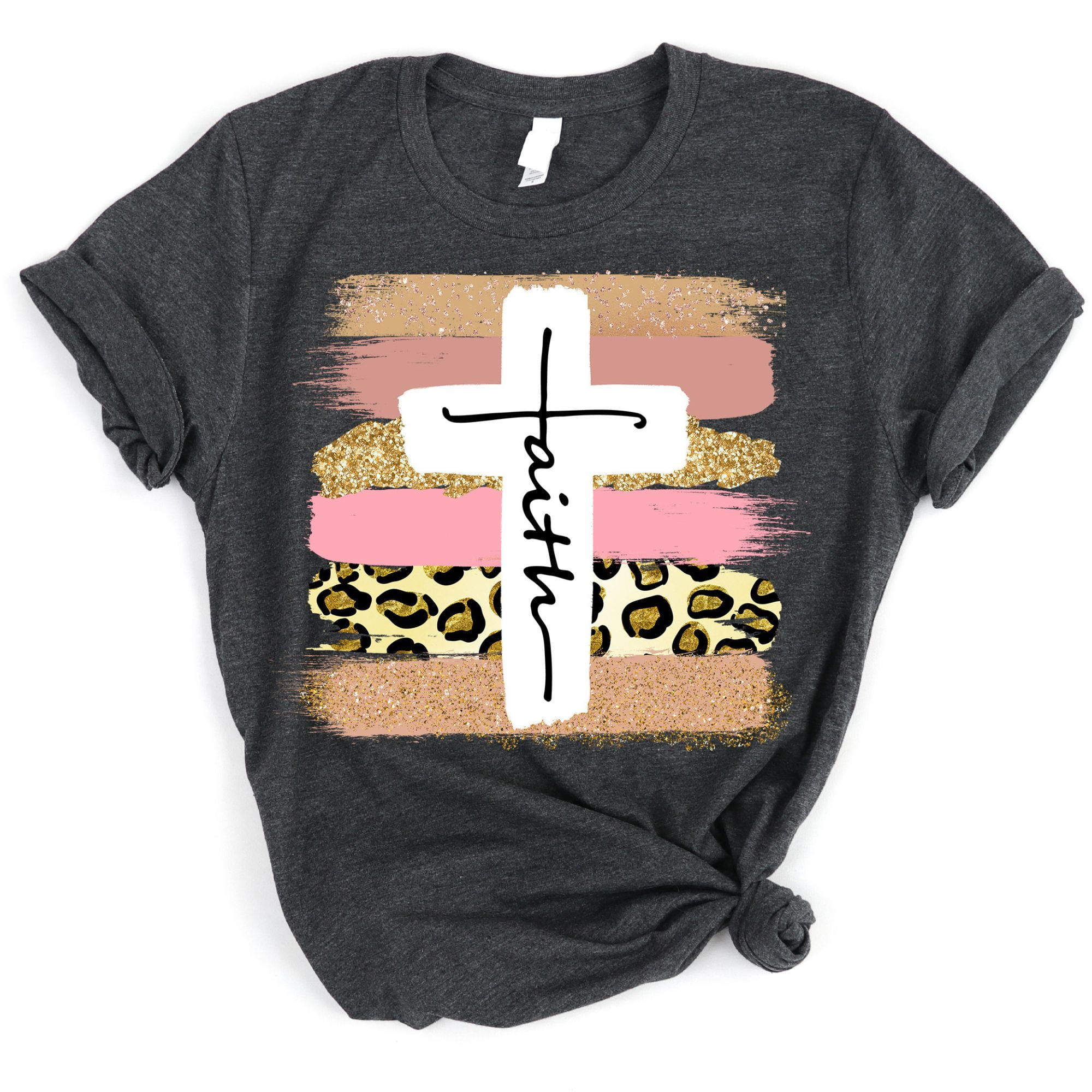 Love in Faith | Faith Cross Paint Swipe Short Sleeve | Heather Charcoal ...