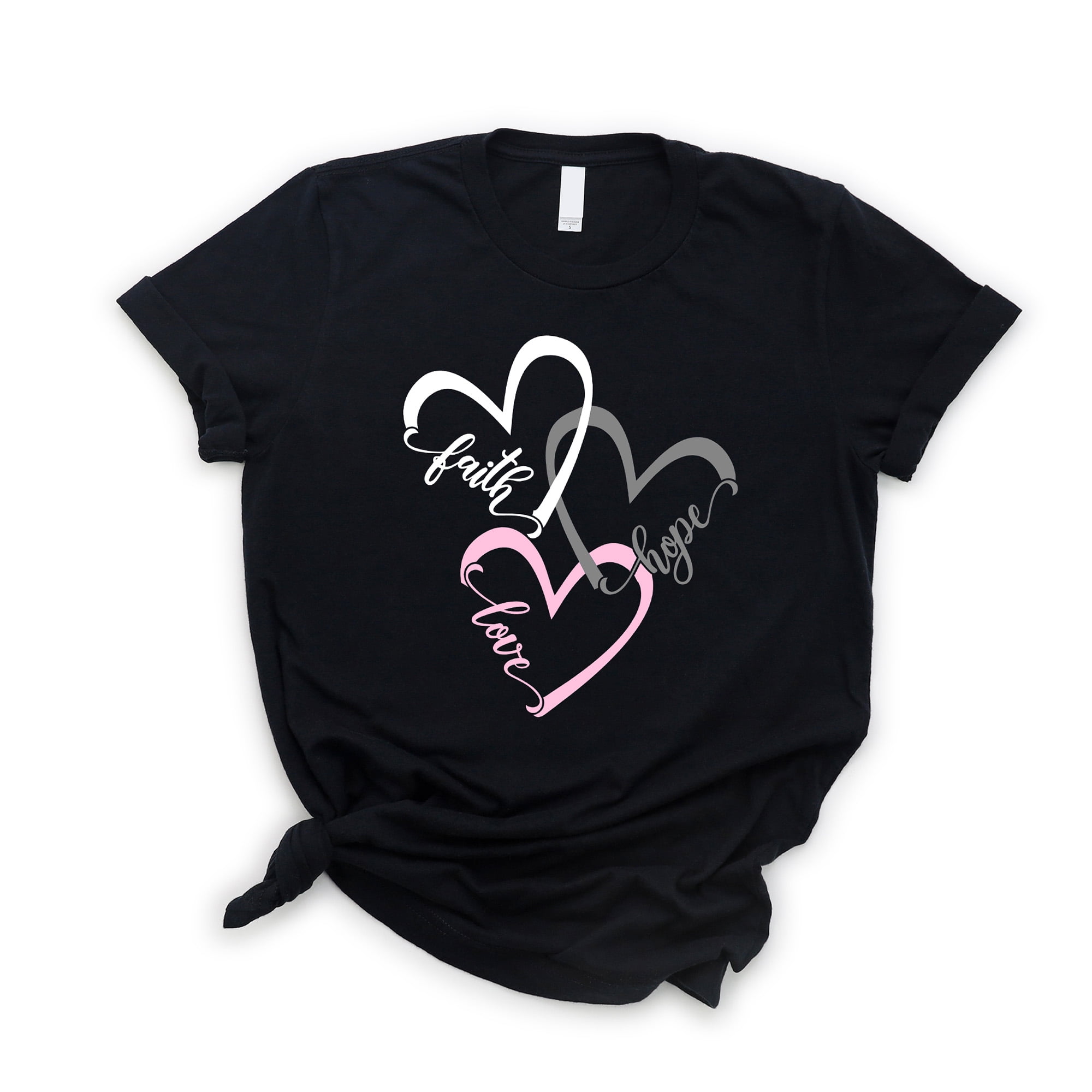 Love in Faith | Faith Hope Love Hearts Short Sleeve | Black | Christian ...