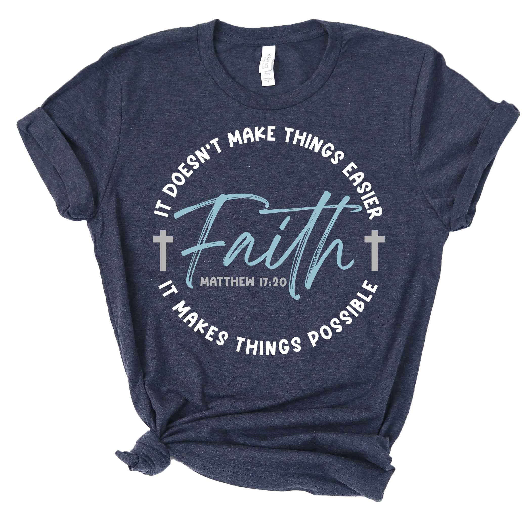 Love in Faith | Faith Short Sleeve | Heather Navy | Christian T-Shirts ...