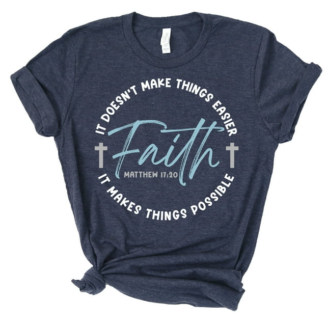 Love in Faith | Faith Short Sleeve | Heather Navy | Christian T-Shirts ...