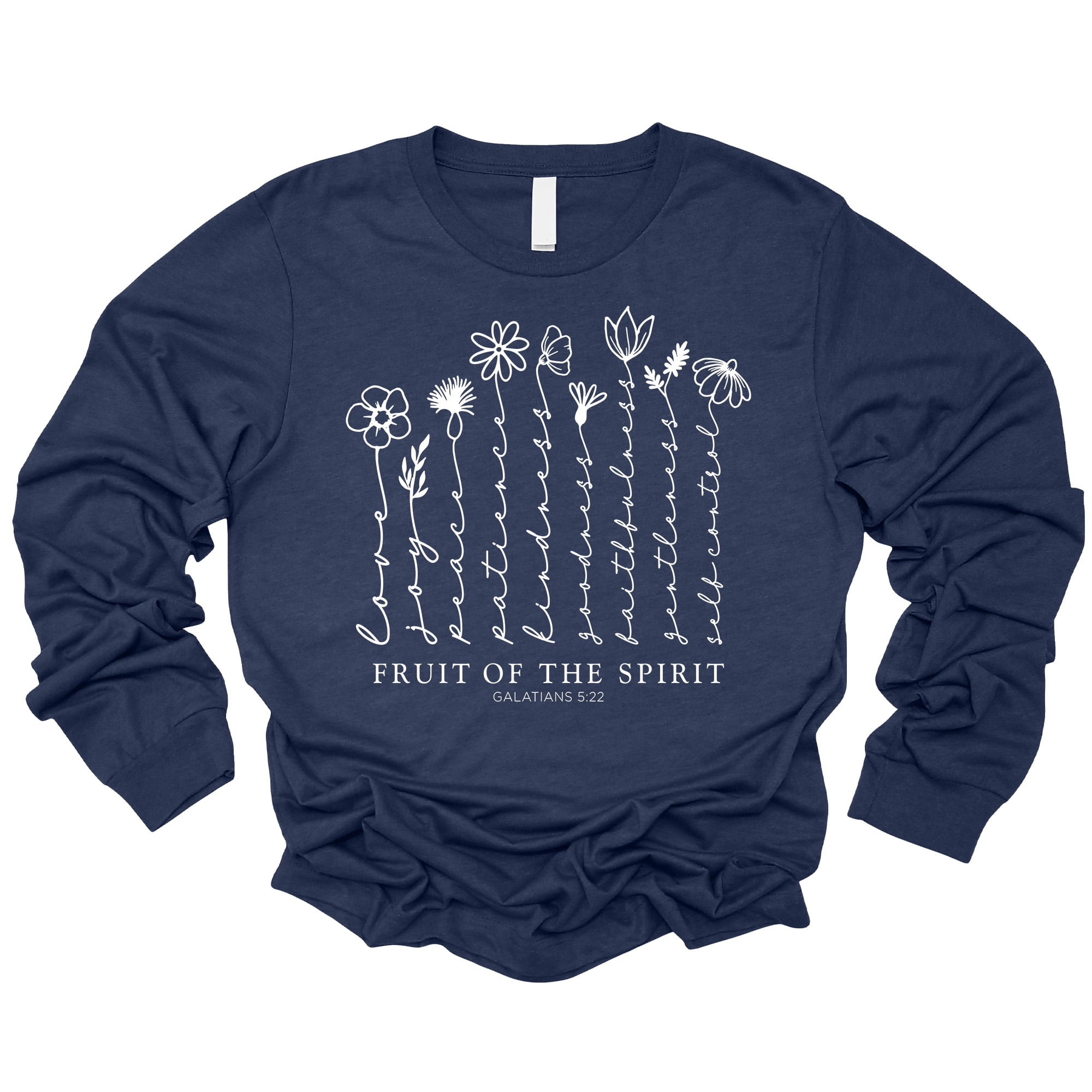 Love in Faith | Fruit of The Spirit Long Sleeve | Heather Navy ...
