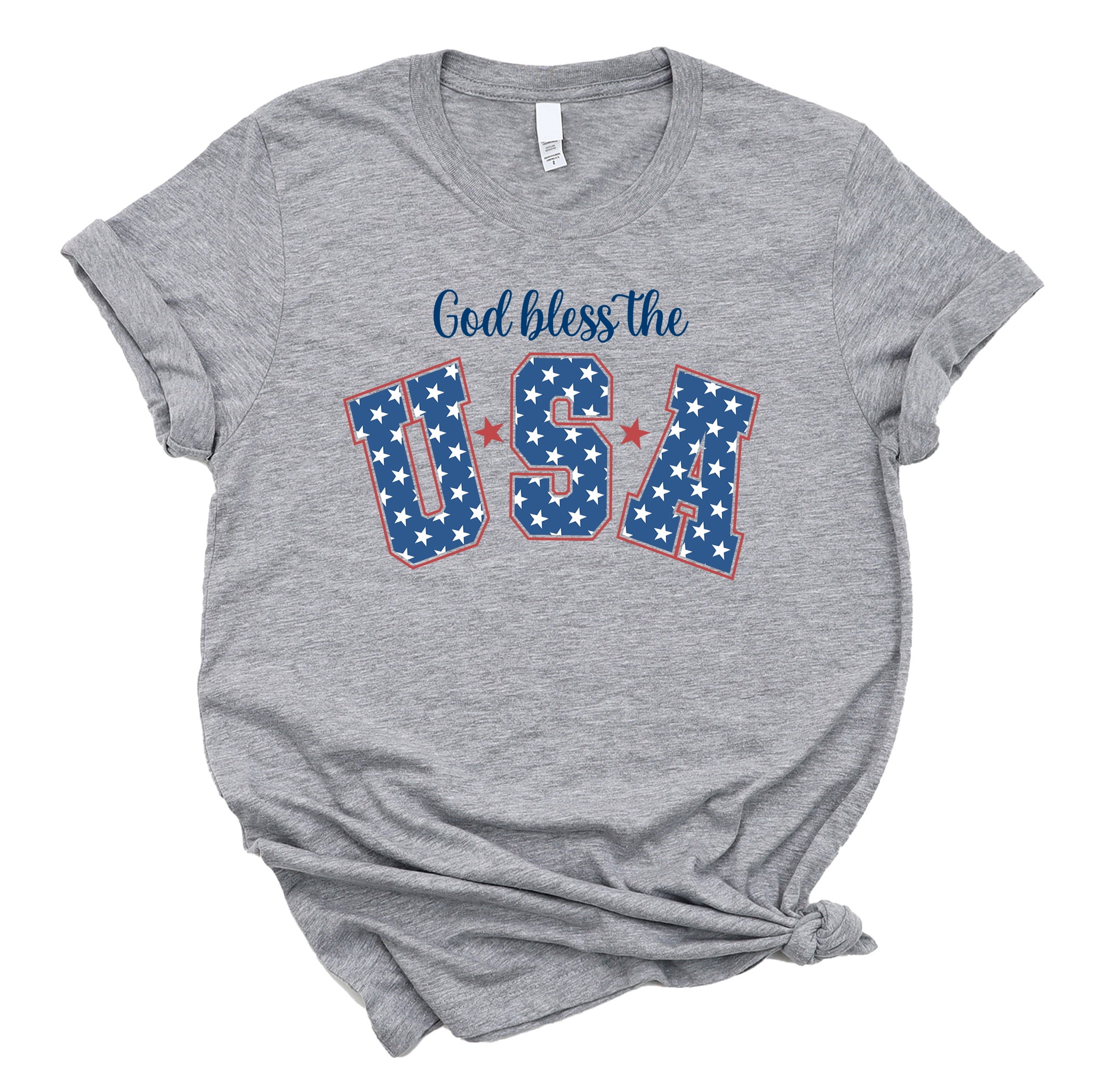 Love in Faith | God Bless The USA Short Sleeve | Heather Grey ...