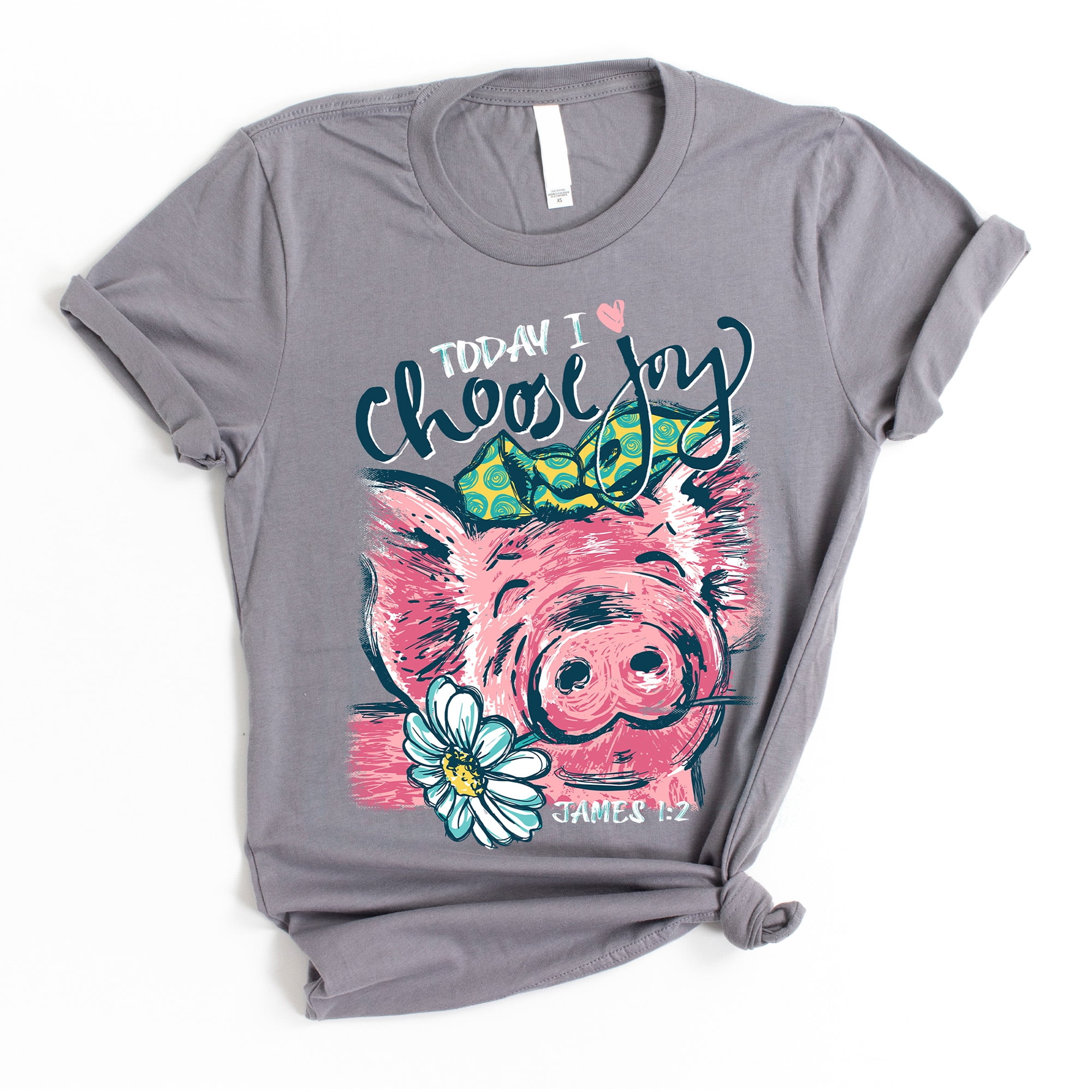 Love in Faith | I Choose Joy Short Sleeve | Heather Storm | Christian T-Shirts for Women | Faith ...