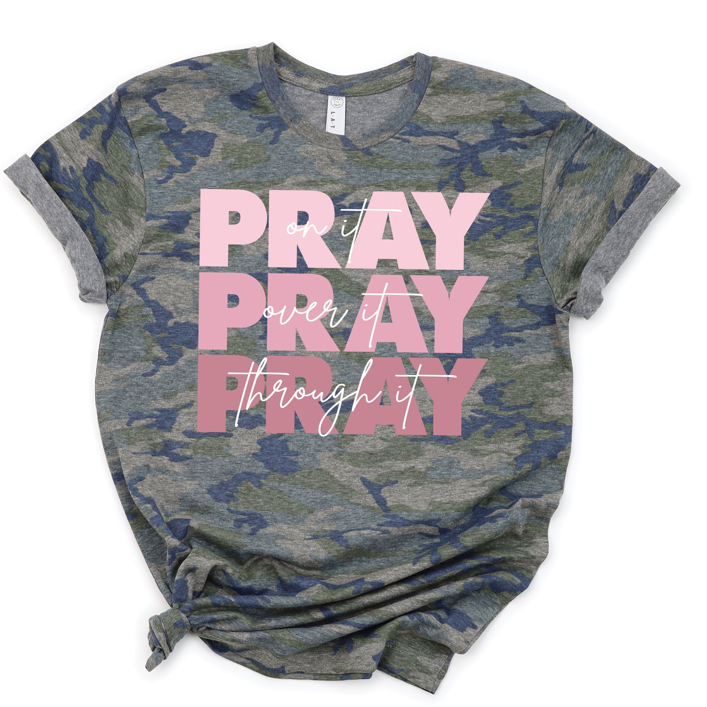 Love in Faith | Pray On It Short Sleeve | Vintage Camo | Christian T ...