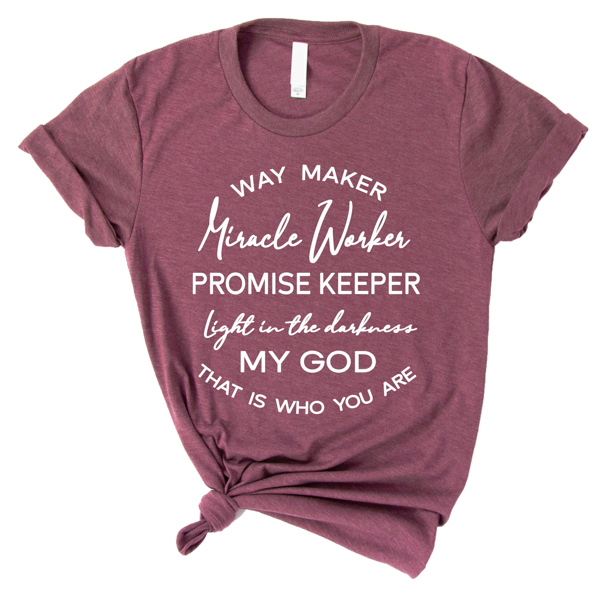 Love in Faith | Way Maker Short Sleeve | Heather Burgundy | Christian T ...