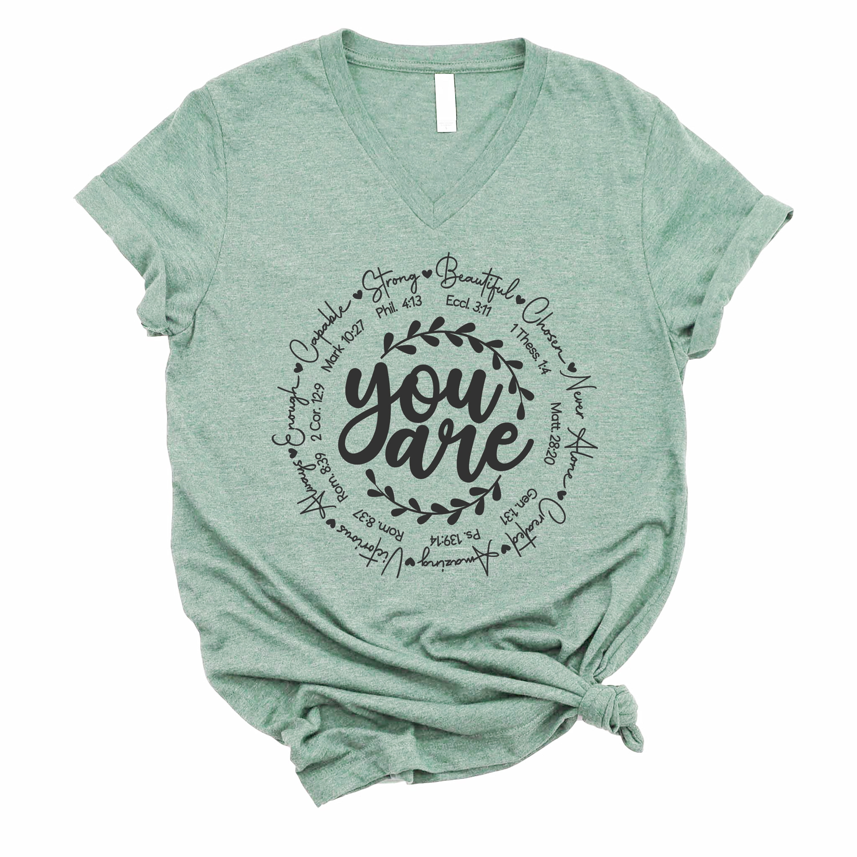 Love in Faith, You Are V-Neck Christian T-Shirts for Women, Heather ...