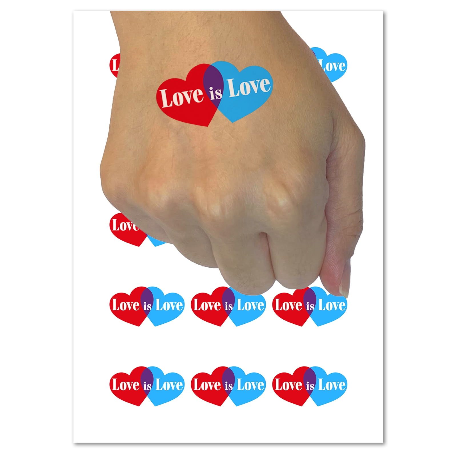 Love is Love Hearts Water Resistant Temporary Tattoo Set Fake Body Art ...