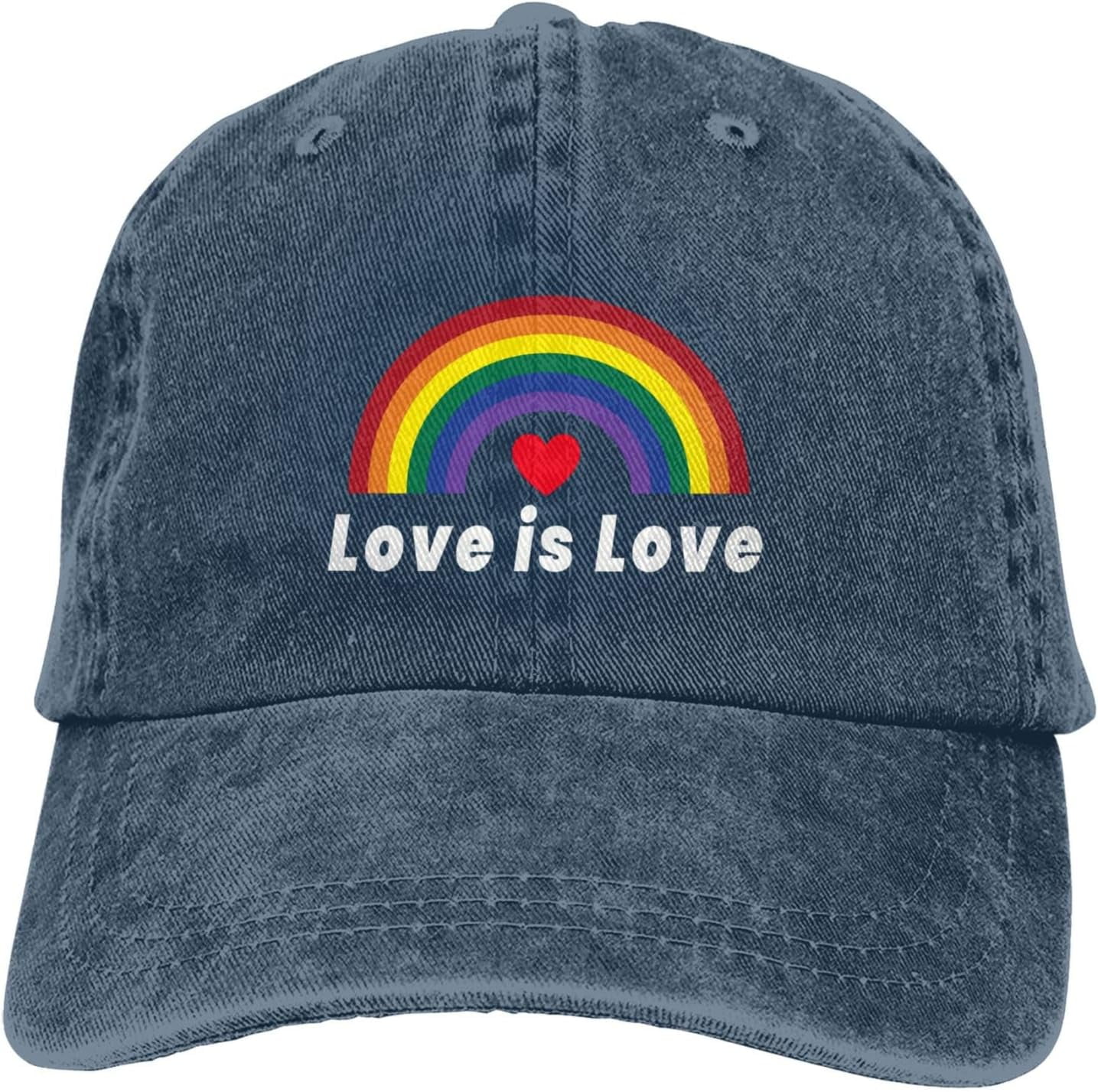 Love is Love Rainbow Hat LGBT Baseball Cap Adjustable Cotton Vintage ...