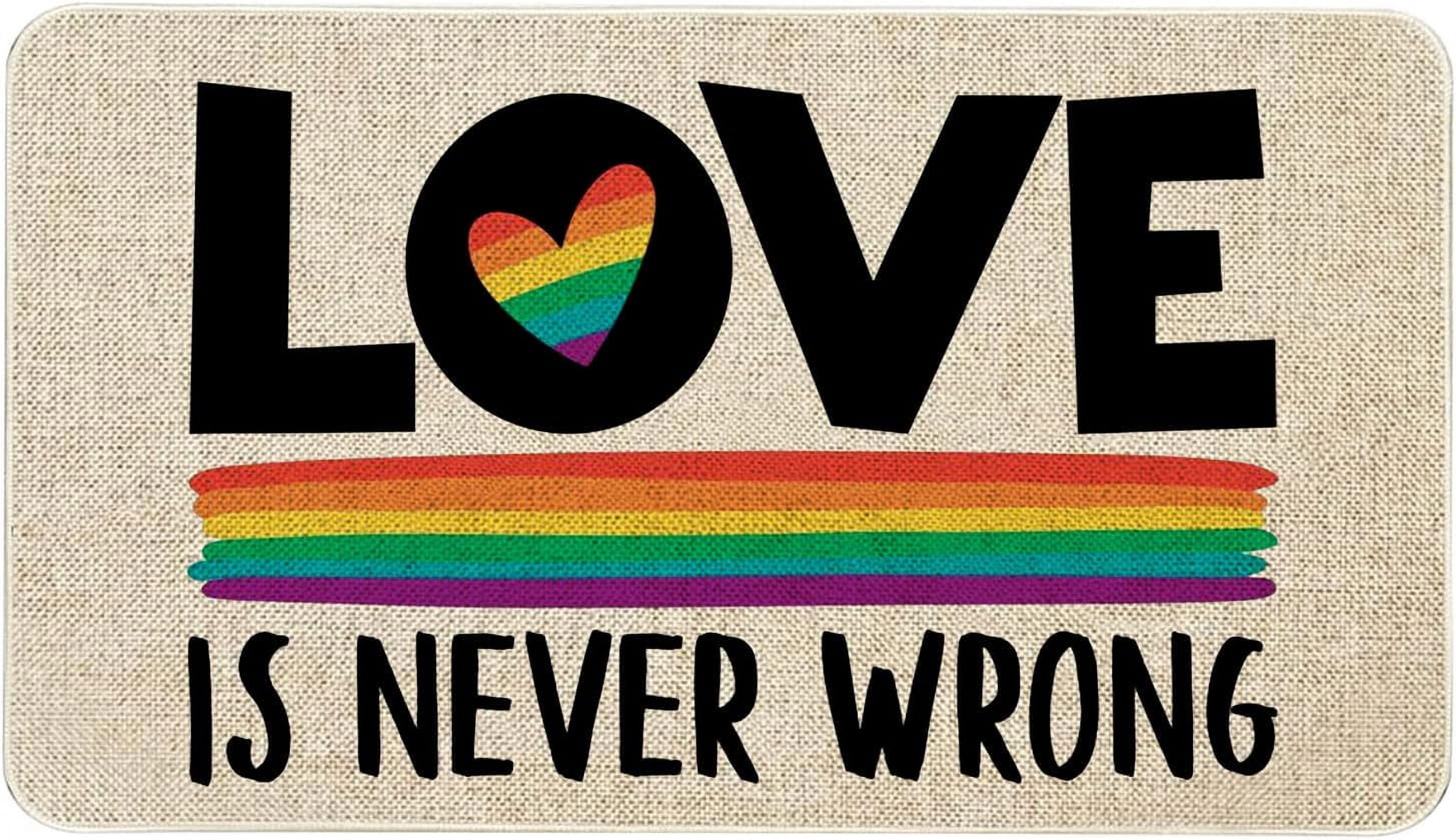 Love is Never Wrong Rainbow Door Mat 30 X 17 Inch Gay Pride LGBT ...