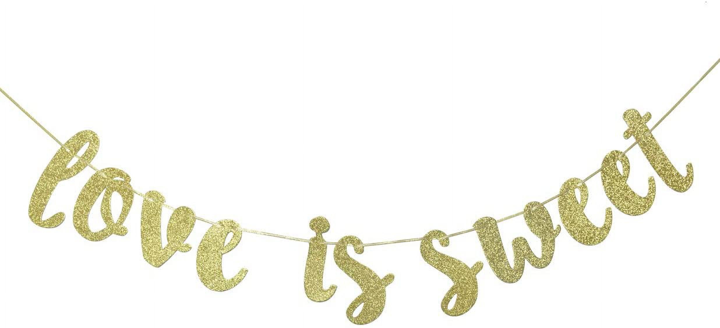 Love is Sweet Banner Gold Glitter for Bridal Shower Engagement Wedding ...