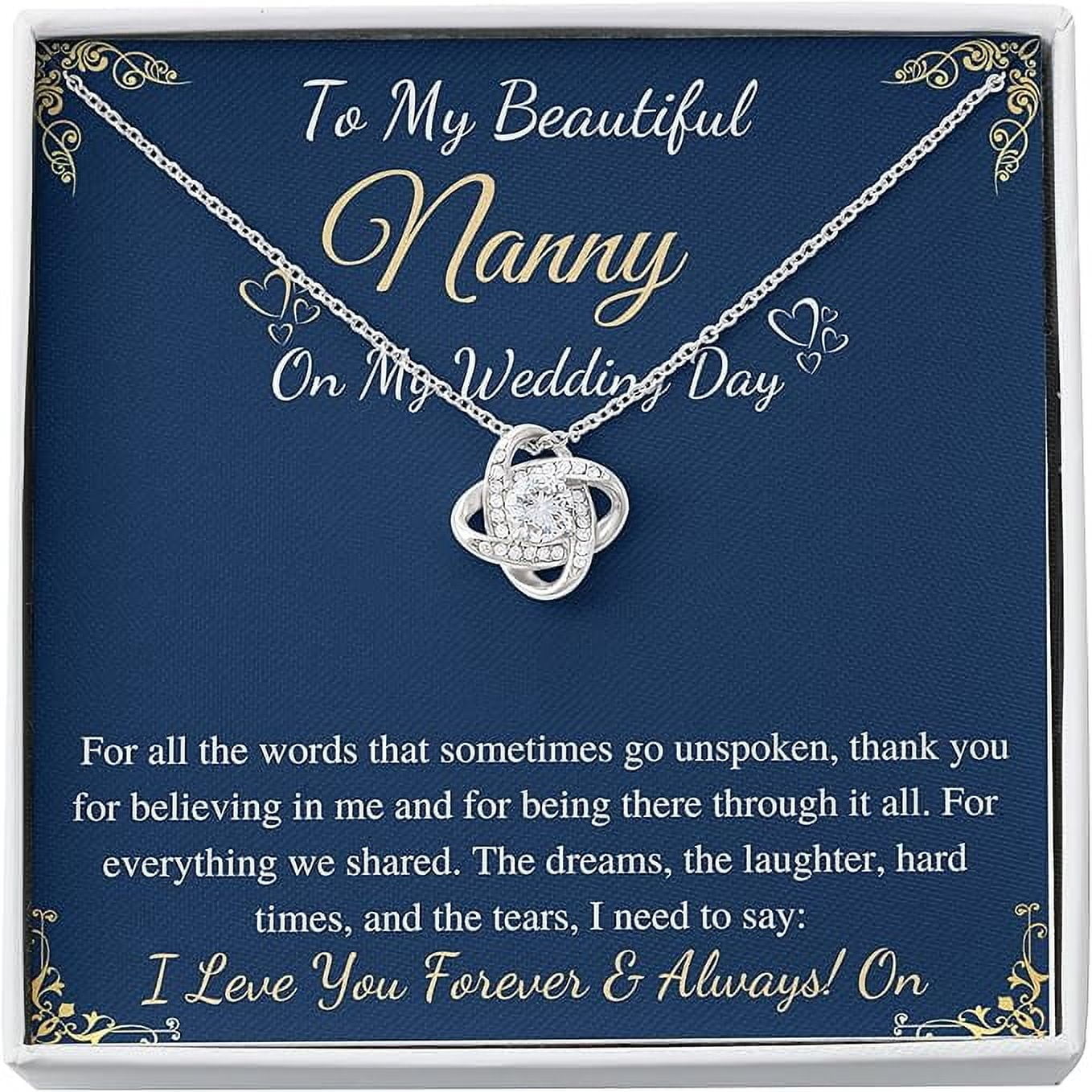 Love knot Necklace Gift for Nanny on My Wedding Day, Necklace for Nanny ...