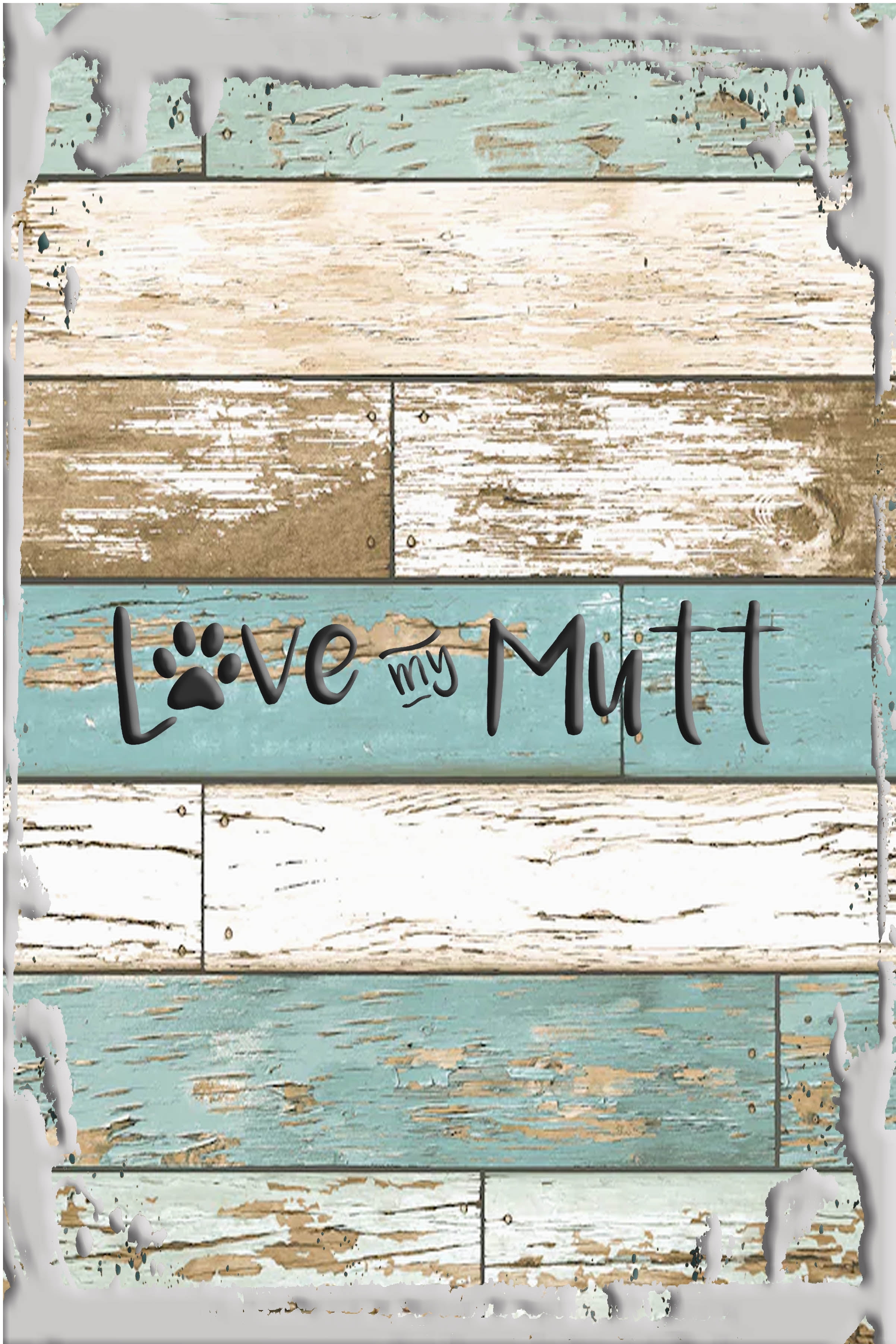 Love my mutt dog animals pet owner paw print White Wall Art Decor Funny ...