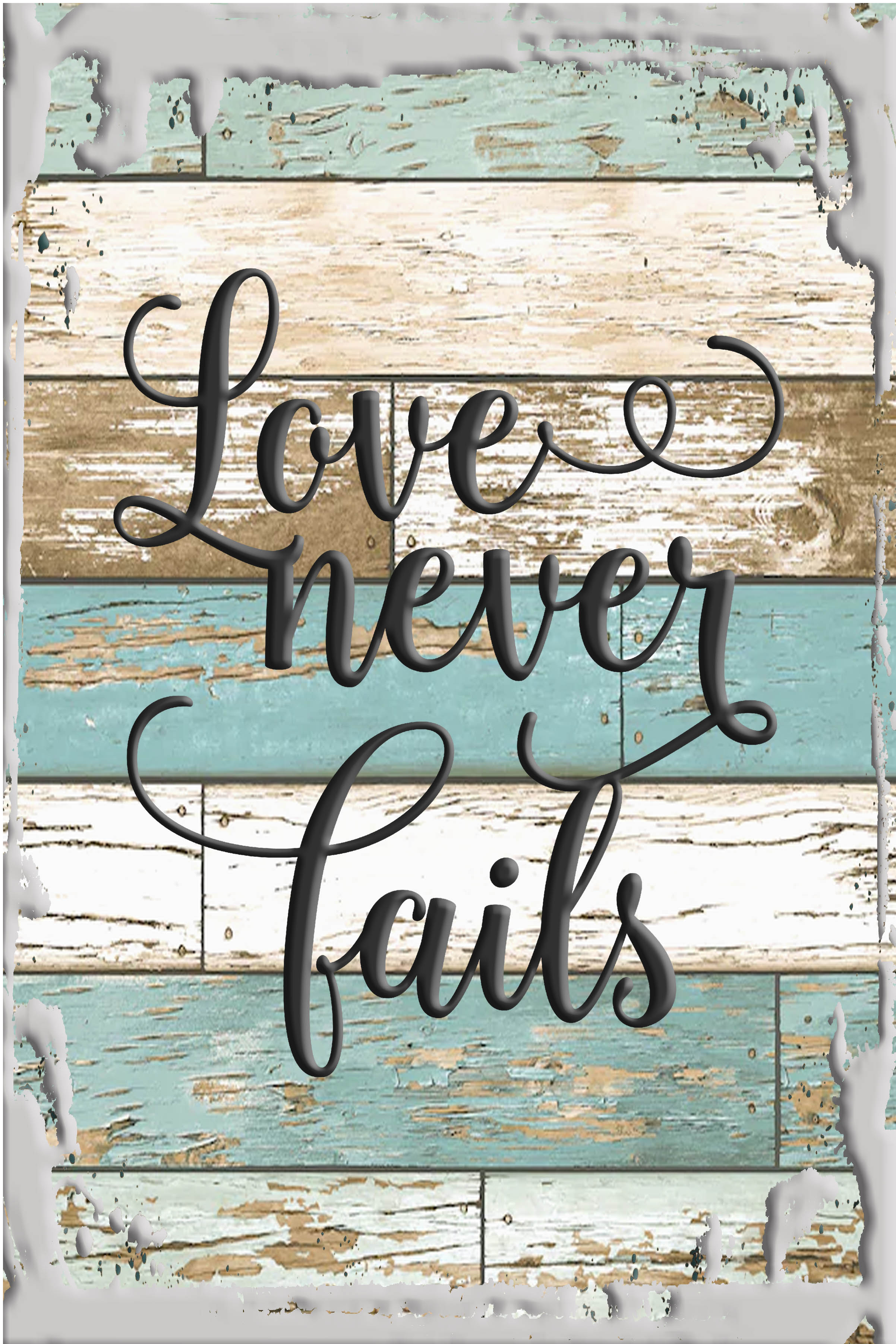 Love nevers fails cursive couple marriage newlyweds White Wall Art ...