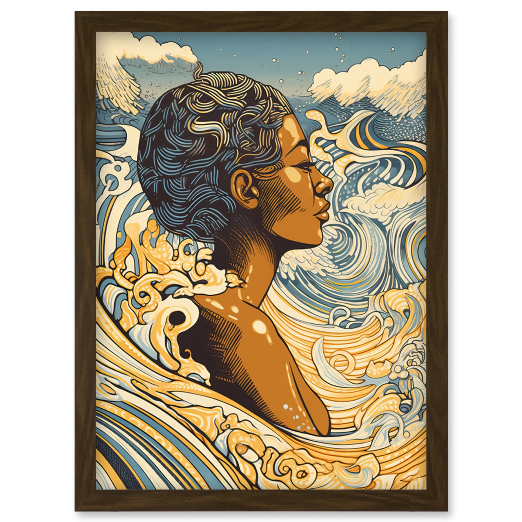 Love of the Sea Summer Swim Modern Illustration Artwork Framed Wall Art ...
