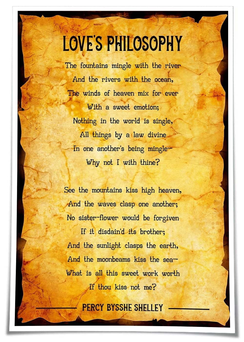 Love's Philosophy Poem Wall Decor Poetry Poster Prints Pictures for ...