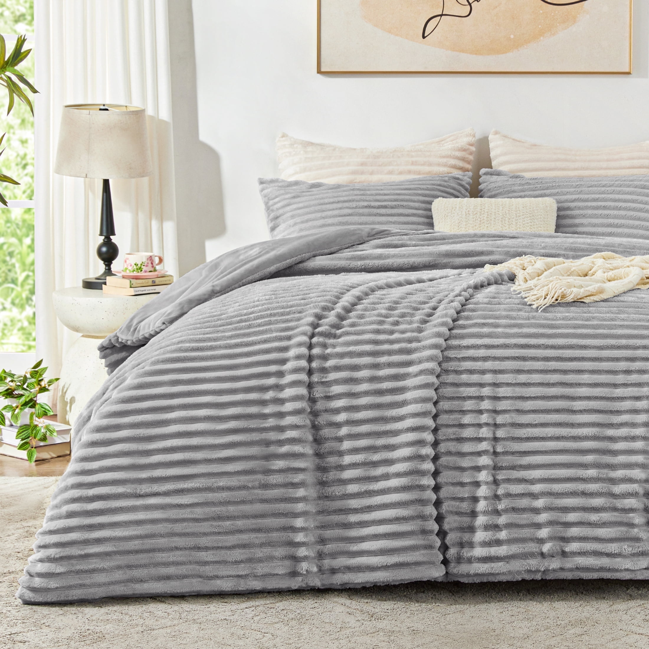 Love's cabin Fleece King Size Comforter Set 3-Piece - Super Soft Faux ...