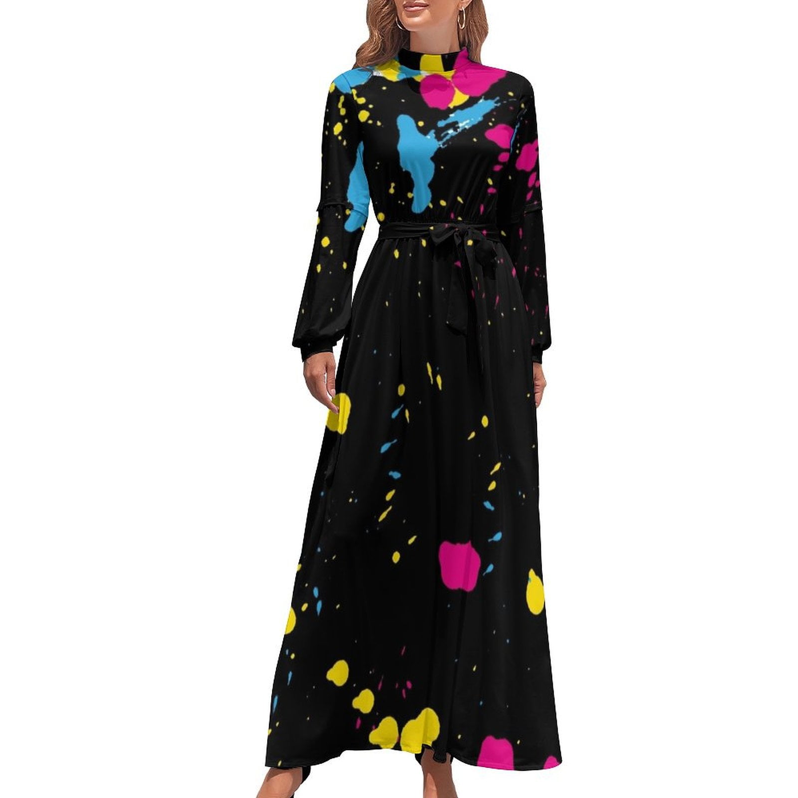 Love the 80s Paint Splash Long Dress prom dress 2024 women's evening ...