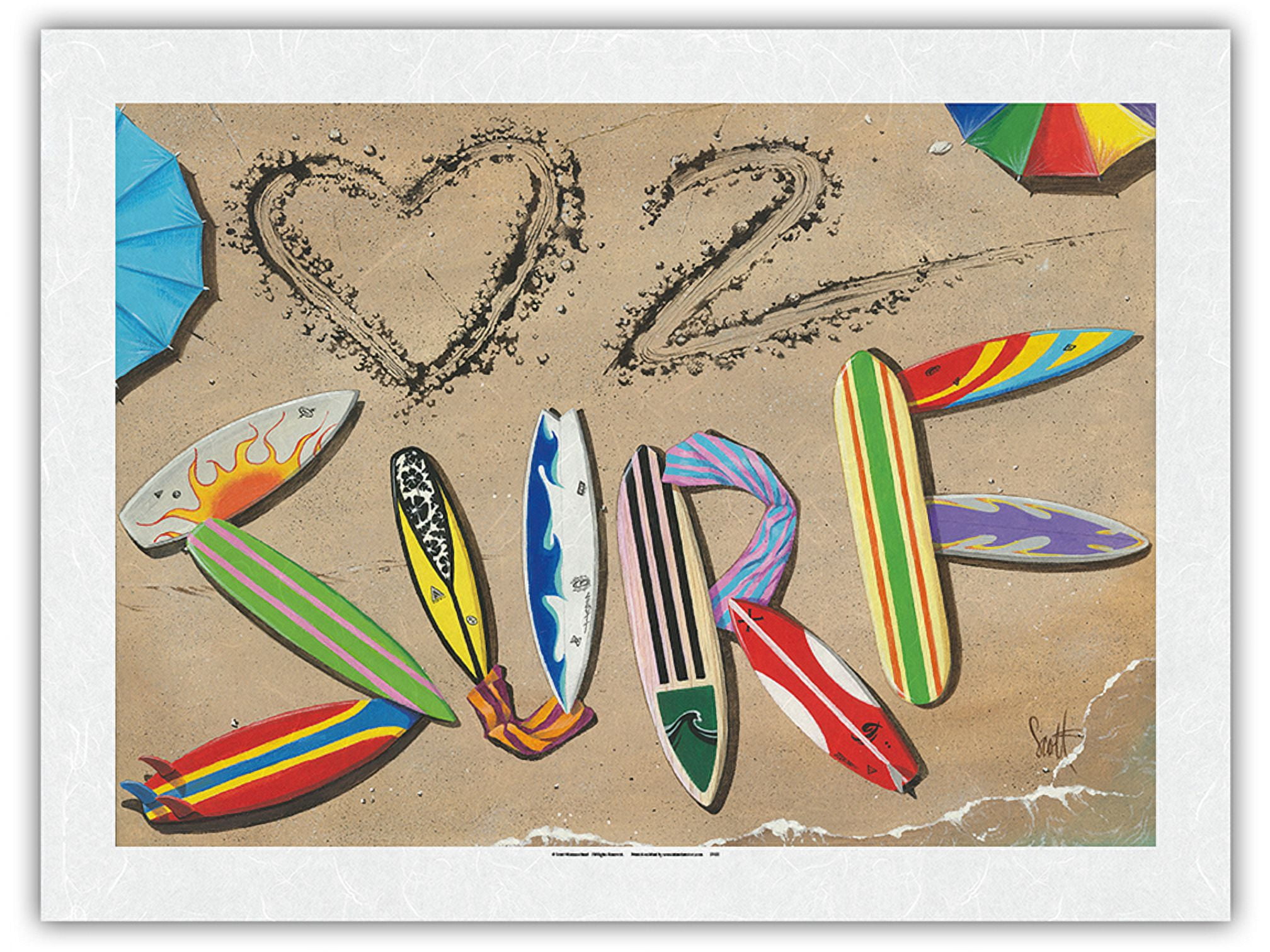 Love to Surf - Surfboard Art - From an Original Color Painting by Scott ...
