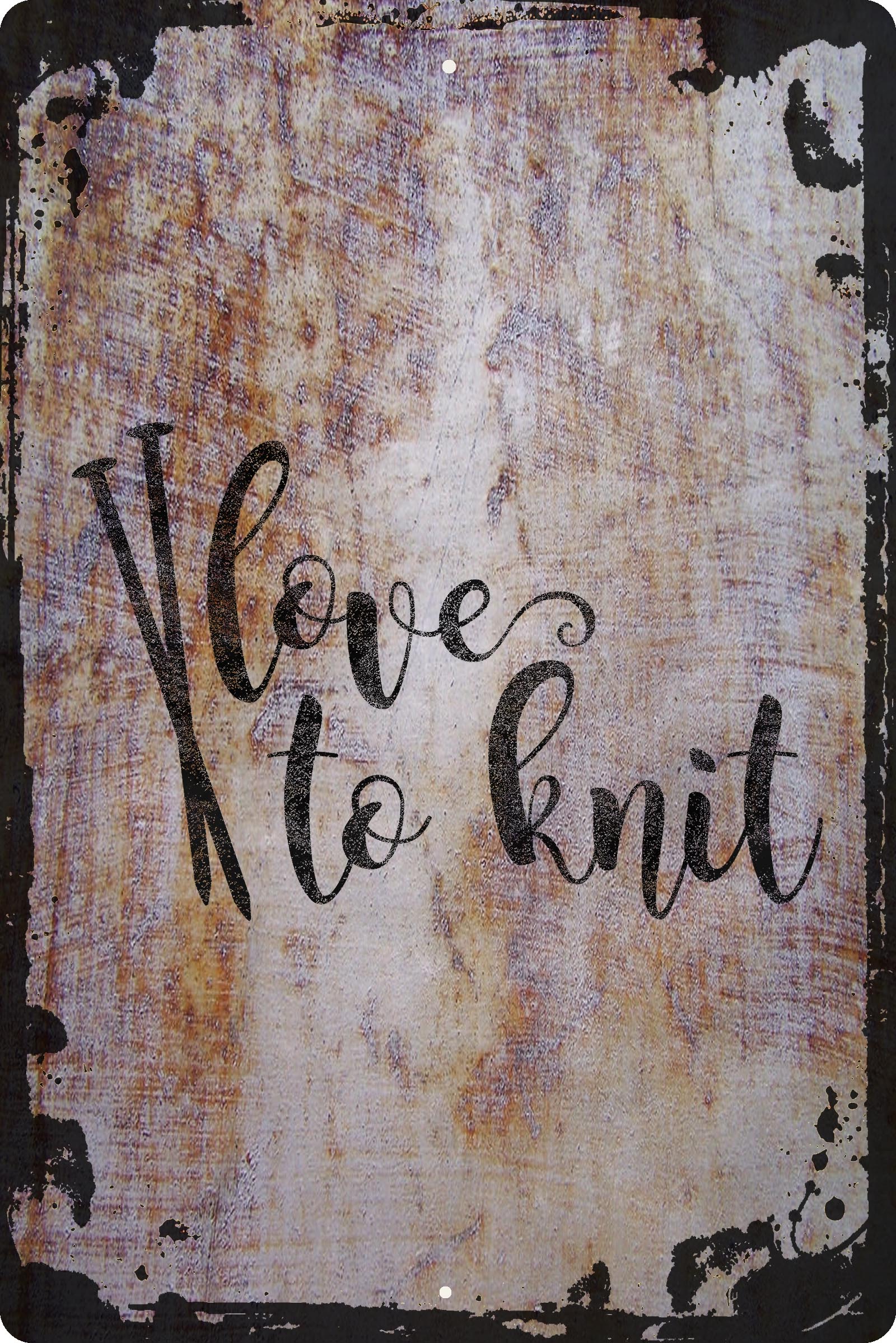 Love to knit needles knitting hobby cursive Beige Wall Art Decor Funny ...