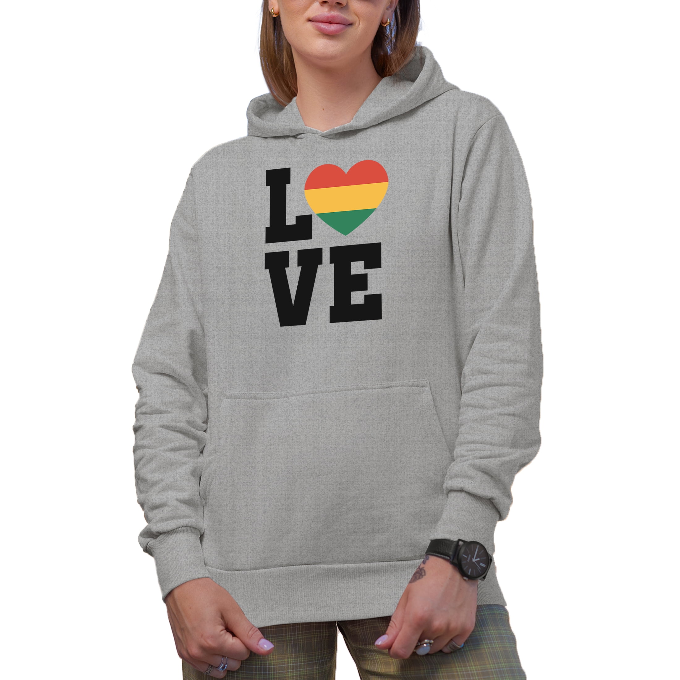 Love with Black History Month Heart Art Merch Gift, Heather Grey Hooded ...