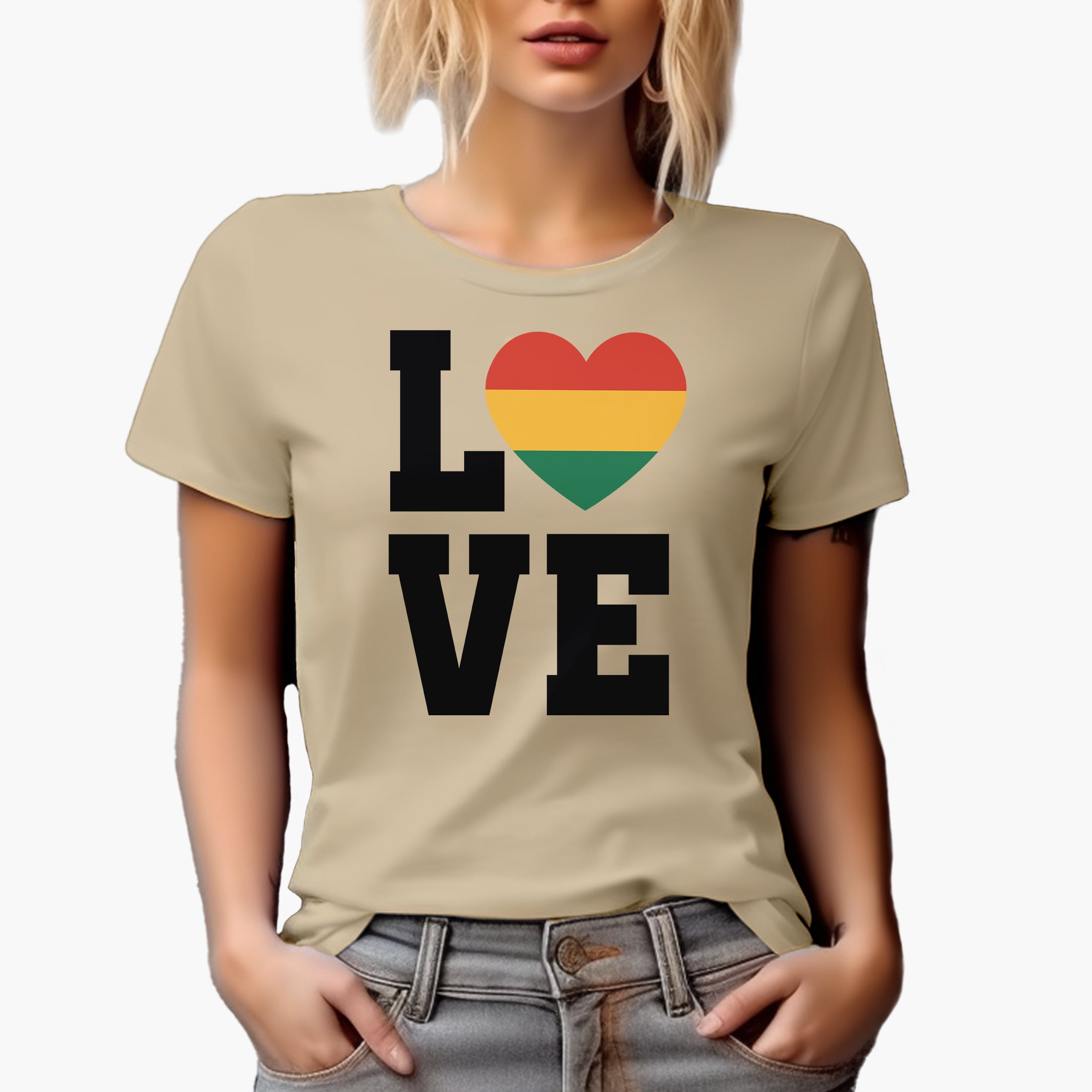 Love with Black History Month Heart Art Merch Gift, Tan T-Shirt, XL ...