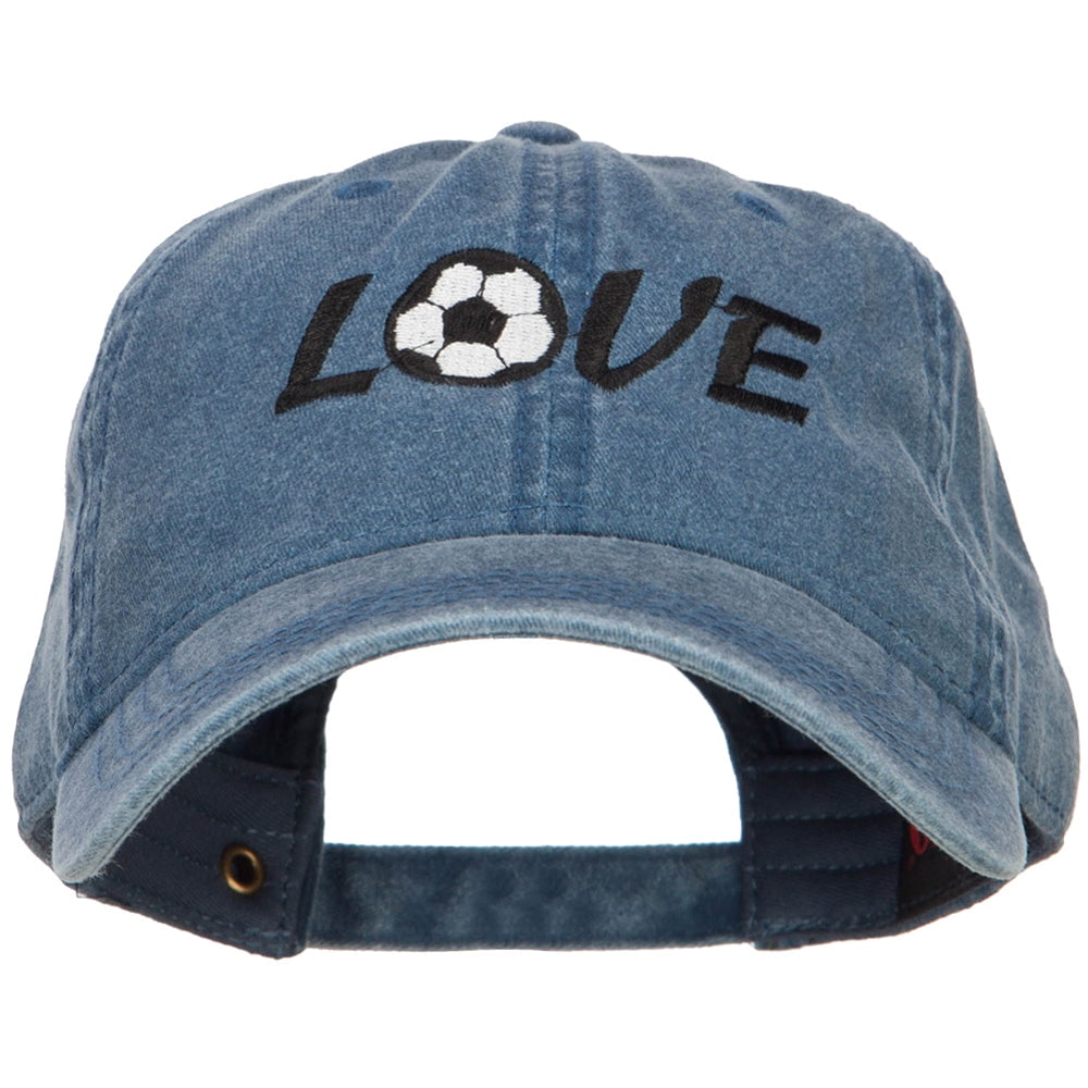 Love with Soccer Ball Embroidered Washed Cotton Cap - Navy OSFM ...