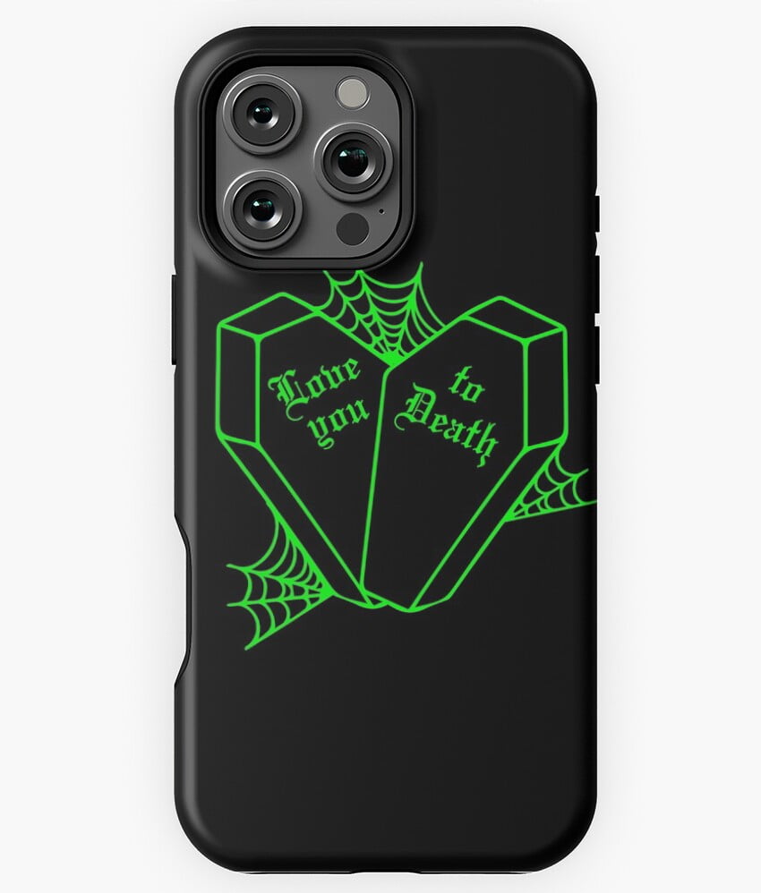 Love you to Grim Gothic Coffin Hearts with Spiderwebs Green M19109 ...