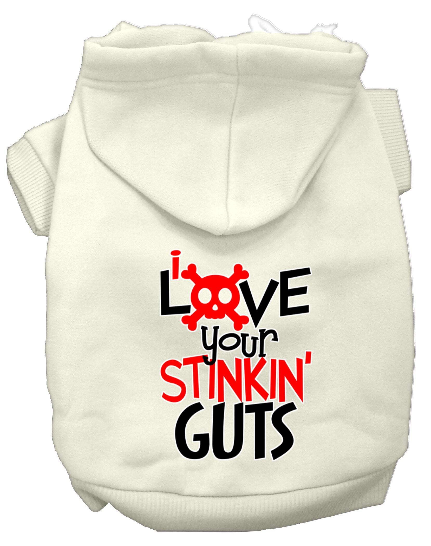 Mirage Pet Love your Stinkin Guts Screen Print Dog Hoodie Cream XL ...