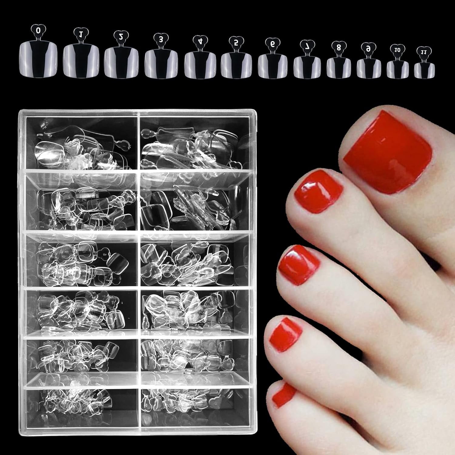 LoveOurHOme 240pc Gel X Toenail Tips Clear Full Cover Short Square Fake ...