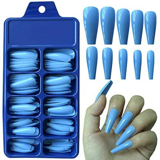 Loveourhome 100pc Long Coffin Press On Nails Colored Ballerina Fake