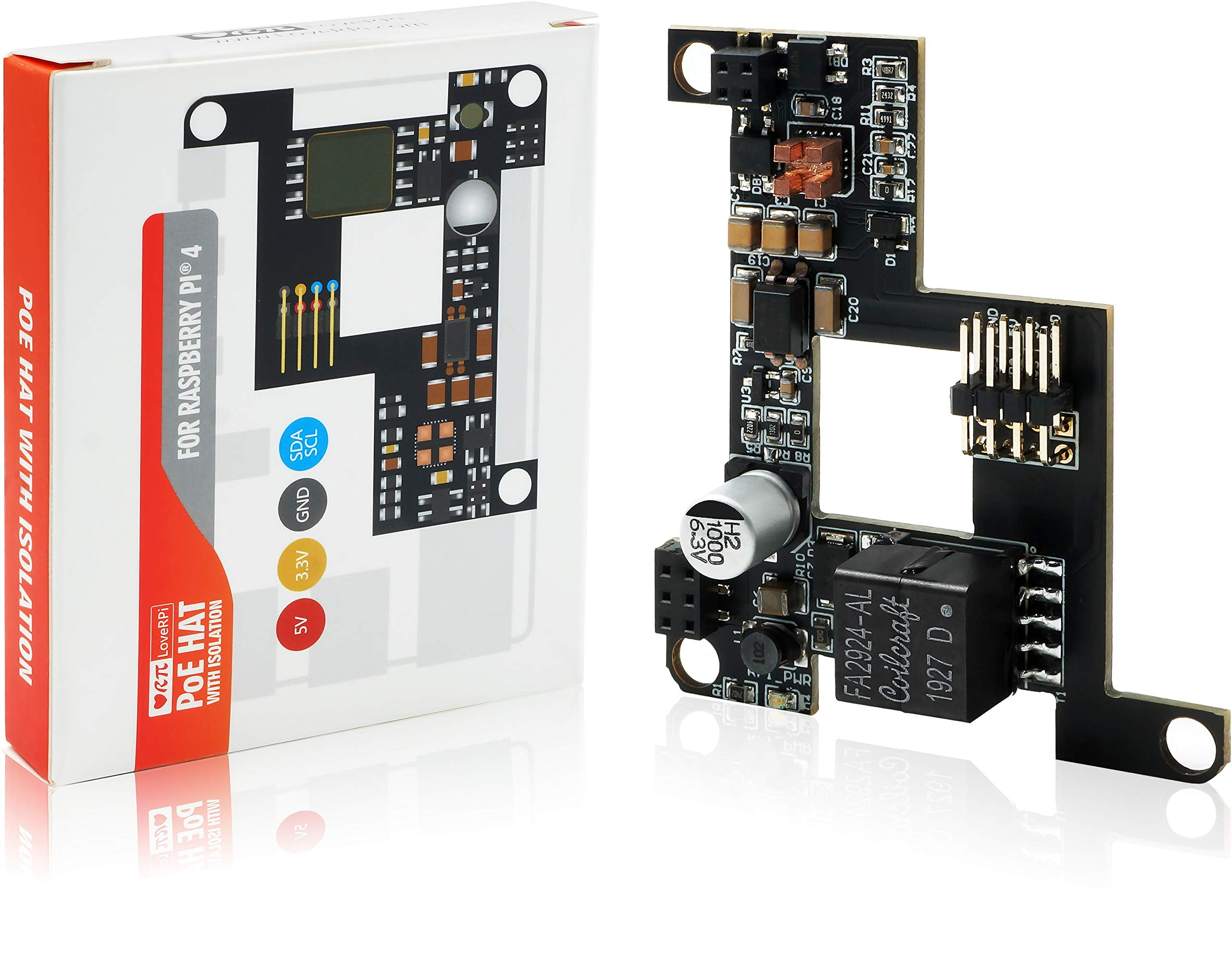 LoveRPi Power-Over-Ethernet (PoE) HAT KEF16 for Raspberry Pi 4 Model B ...