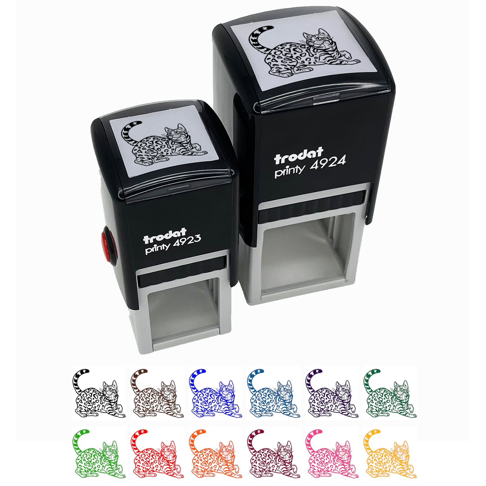 Loveable Bengal Cat Self-Inking Rubber Stamp Ink Stamper - Brown Ink ...