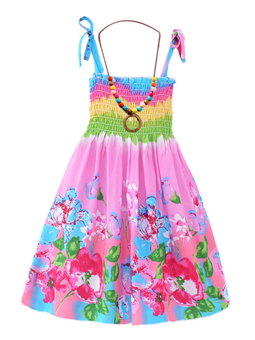 Lovebay Child Kids Girls Strap Dress Floral Sundress with necklace 2 ...