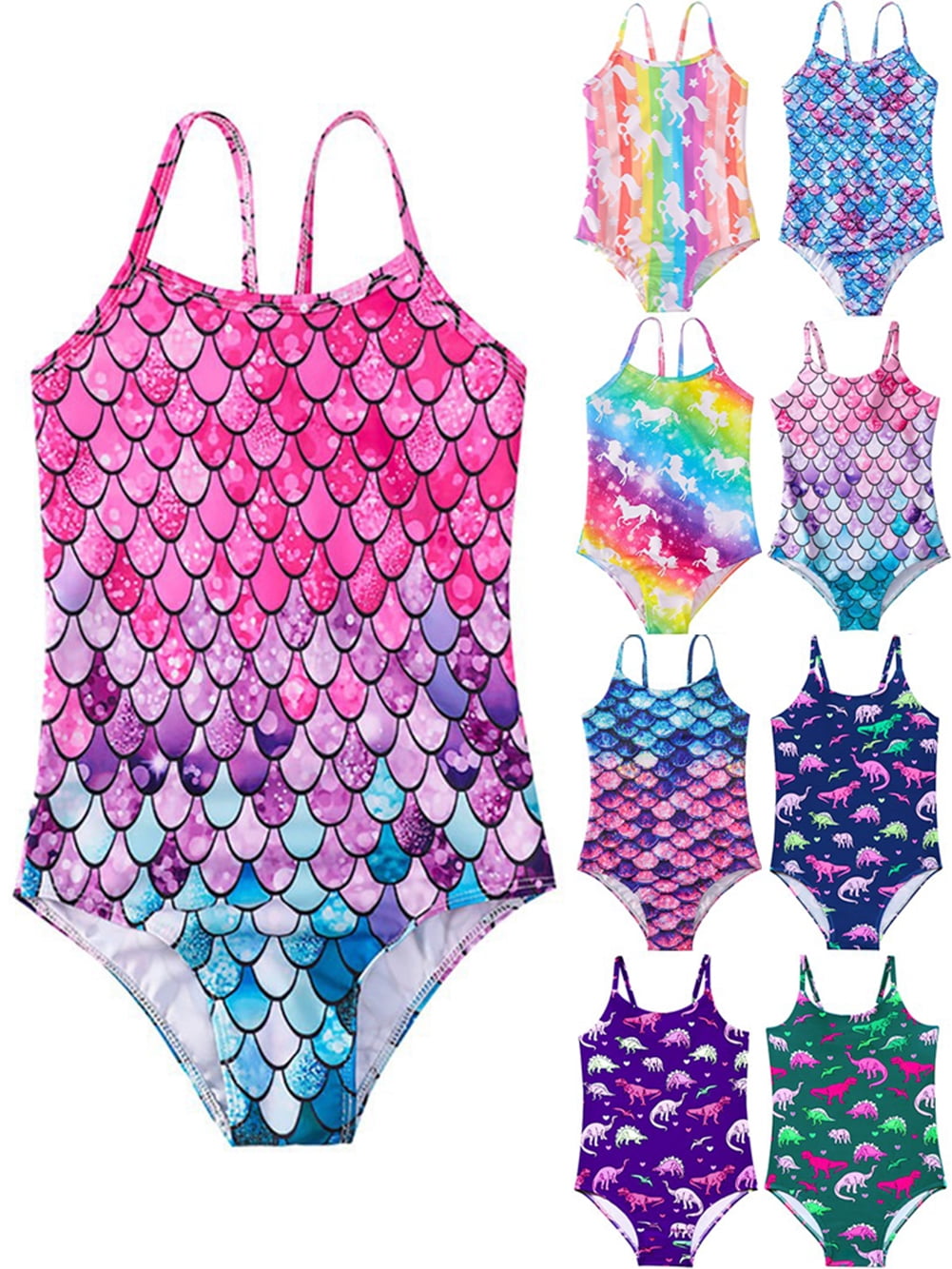 Lovebay Girls One Pieces Swimsuit Mermaid Swimwear Bathing Suits 2-9 ...