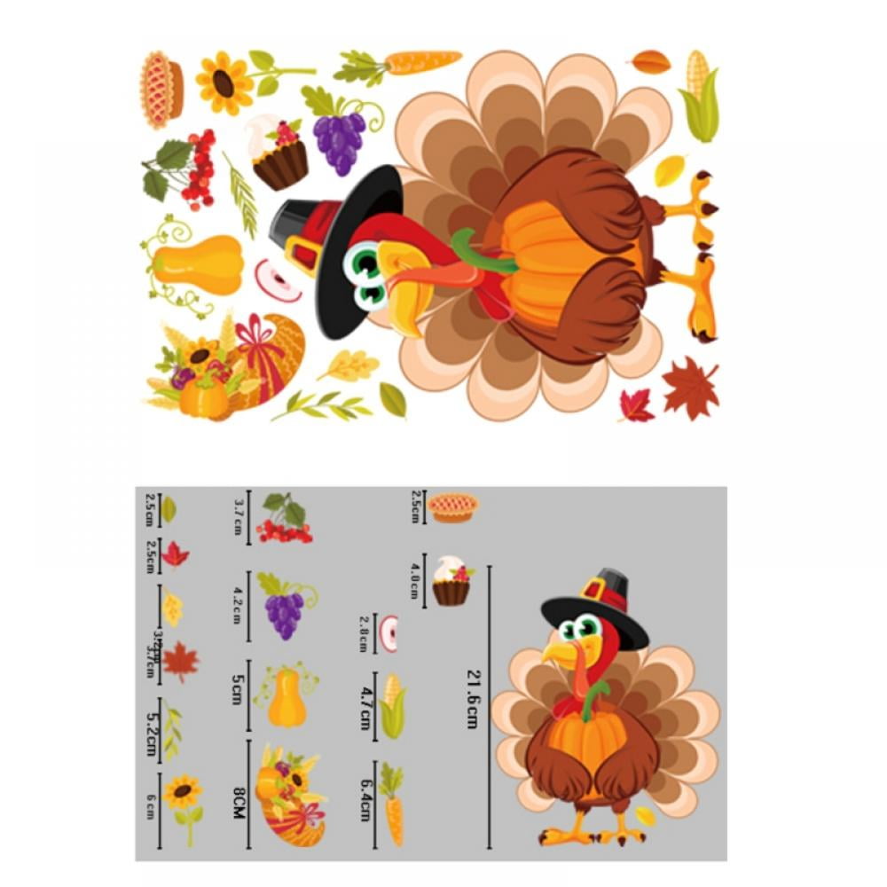 Lovebay Thanksgiving Window Decorations Fall Clings Stickers Holiday ...