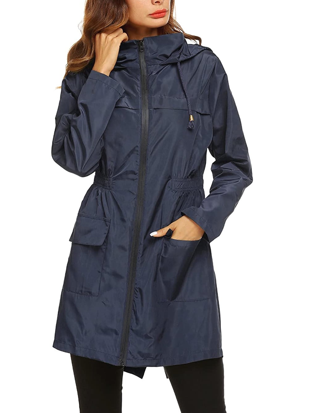 Lovebay Women Light Long Rain Jacket Waterproof Active Outdoor Trench ...