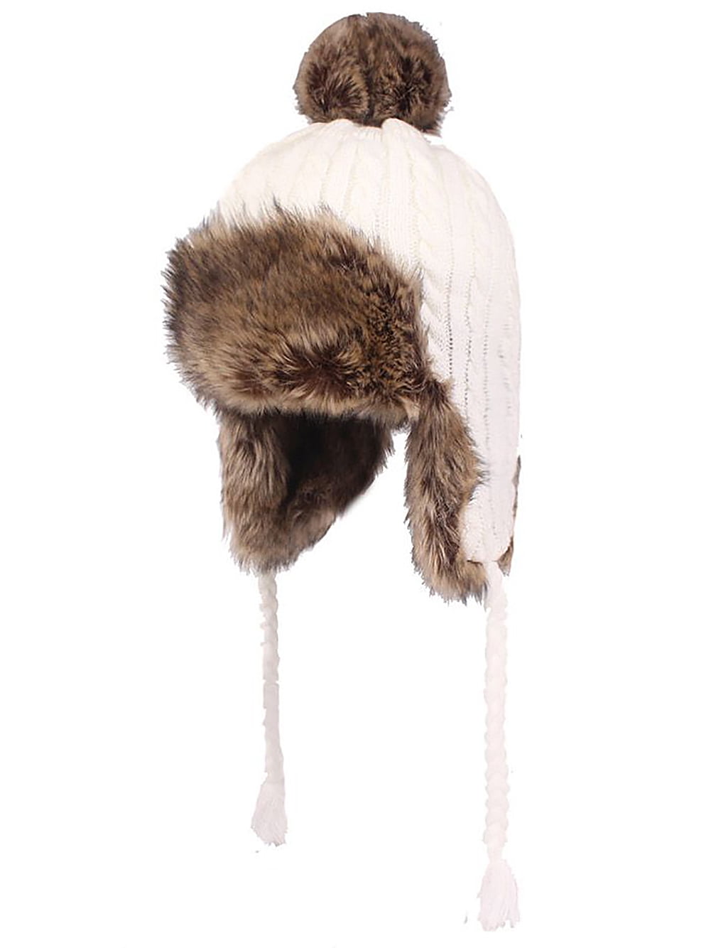 Lovebay Womens Winter Knitted Ushanka Hat, Ear Flaps Windproof with Pom ...