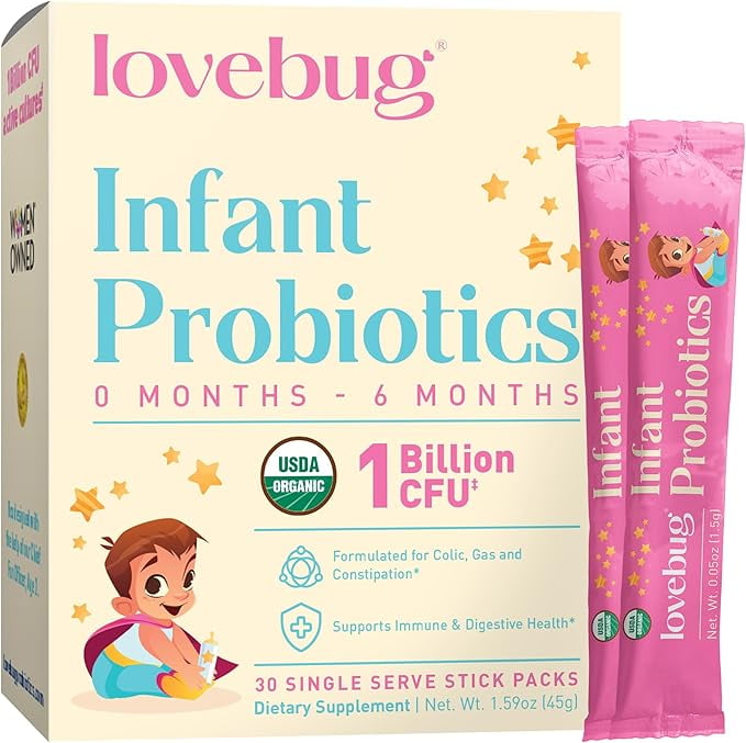 Lovebug Award Winning USDA Organic Probiotic for Infants | Ages 0-6 ...