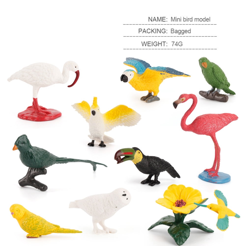 Lovebuy 11pcs Realistic Bird Action Figure Simulation Parrot Flamingo ...
