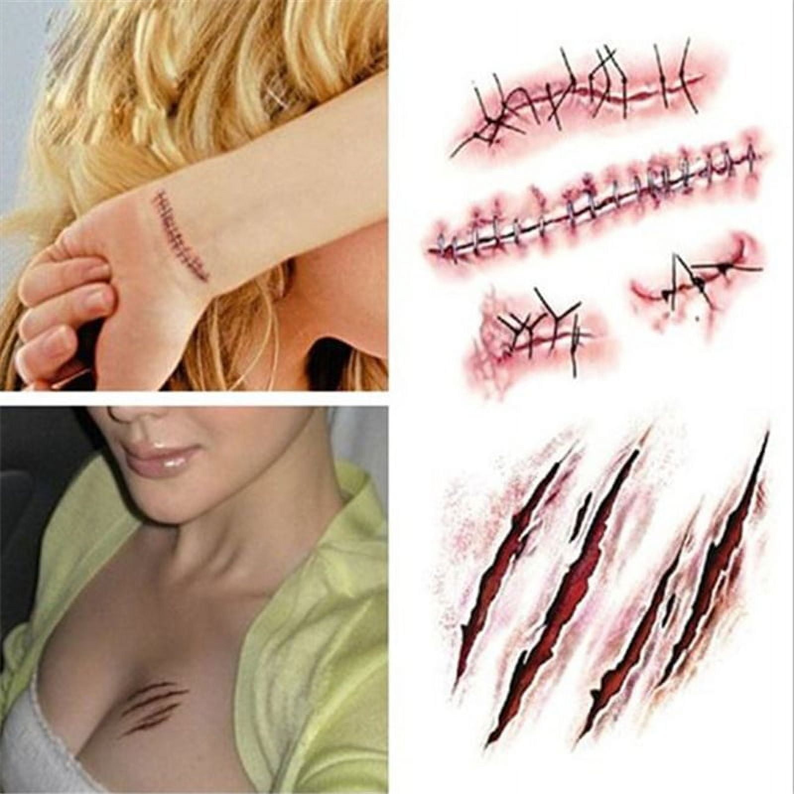 Lovebuy GlowSol Horror Realistic Fake Bloody Wound Stitch Scar Scab ...