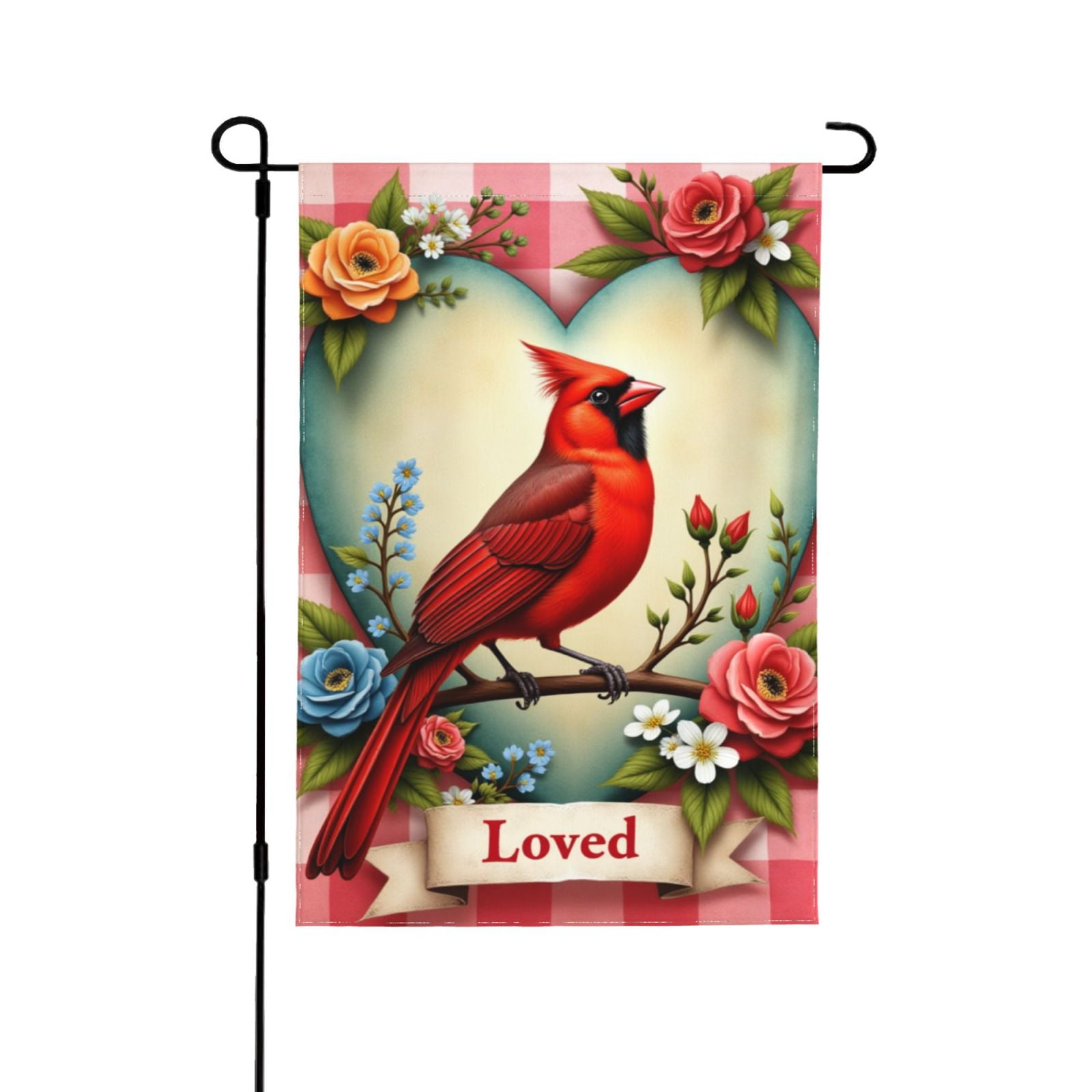 Loved Cardinal Garden Flag 12x18 Inch Double Sided Bird & Floral Yard ...