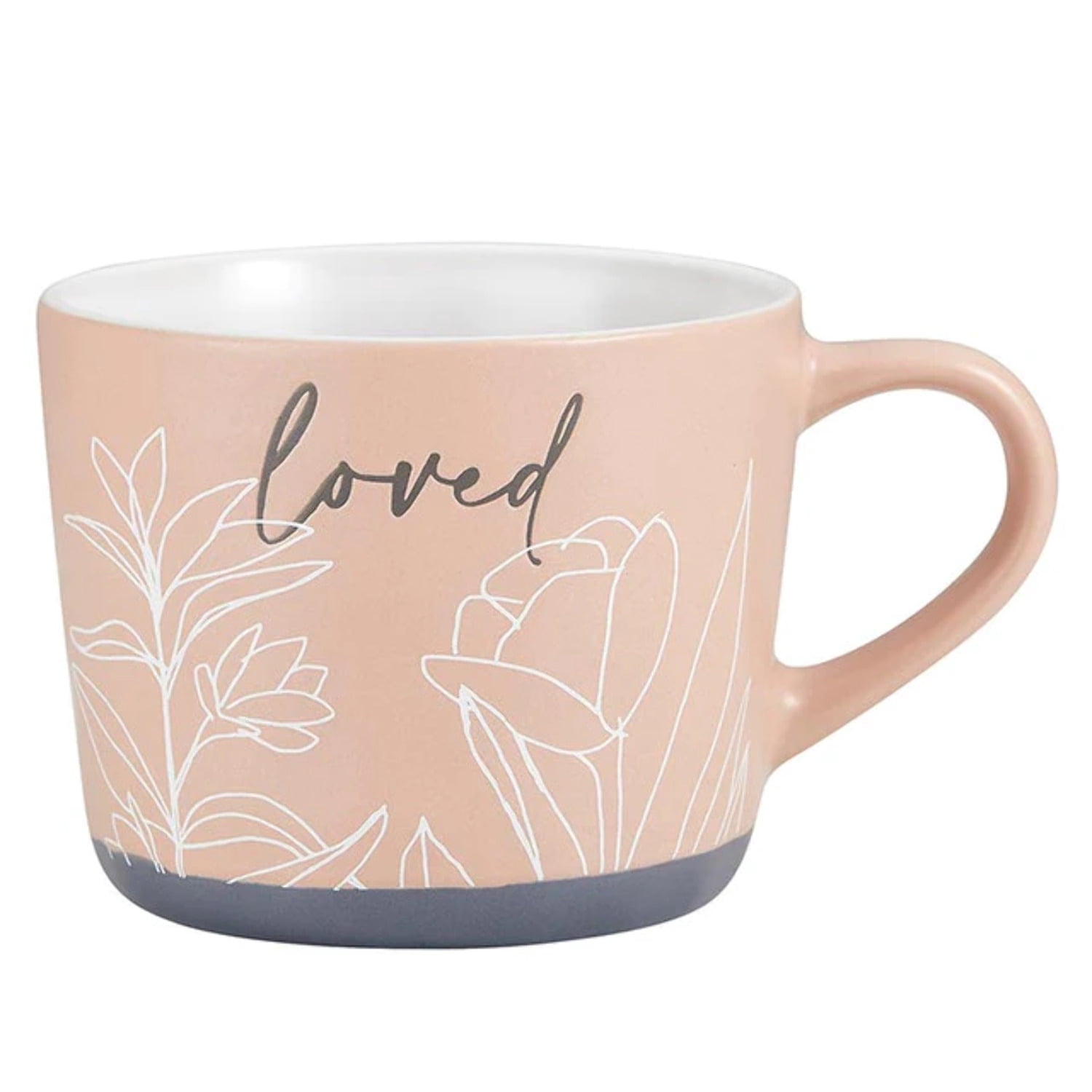Loved Stoneware Hand Painted Cozy Mug in Peach | Coffee Tea Floral ...