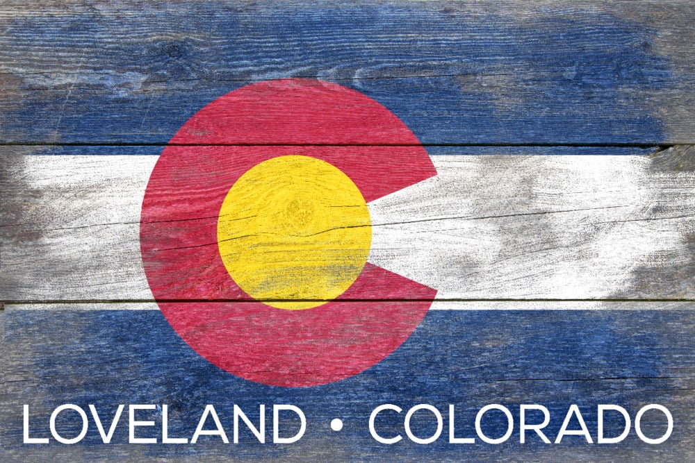 Loveland, Colorado, Rustic State Flag (24x36 Giclee Gallery Art Print ...