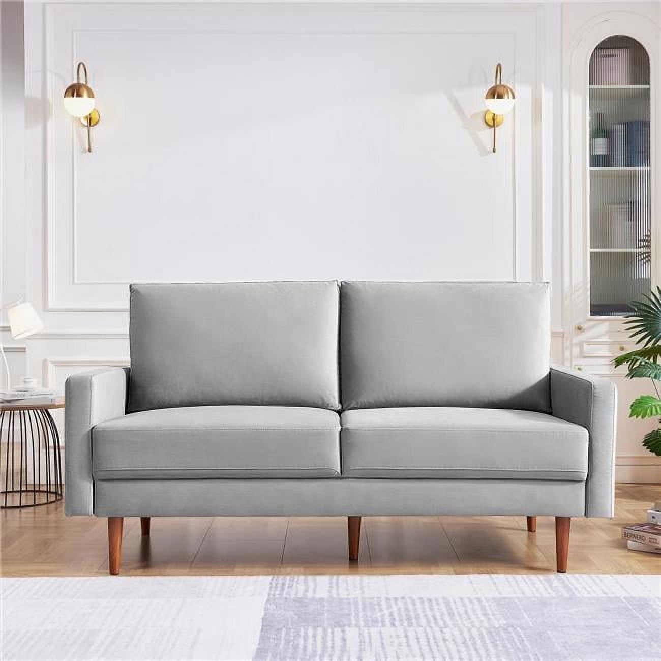 Lovelock 69" Mid-Century Modern 3 Seater Sofa, Velvety Smooth ...