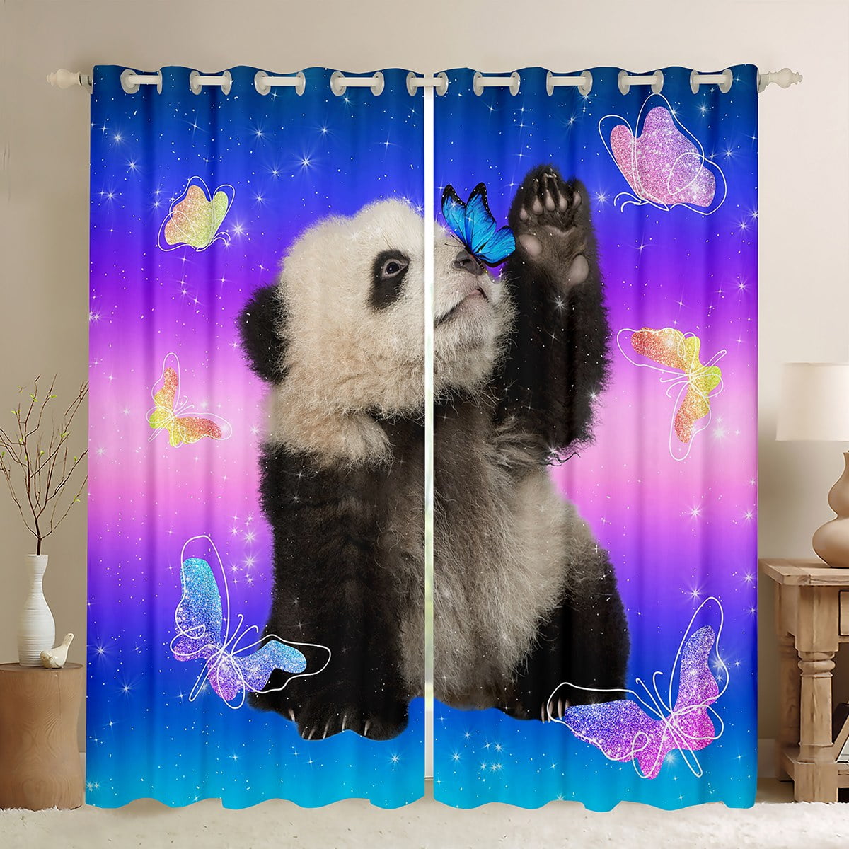 Lovely 3D Panda Curtains & Drapes,Cute Bear Big Cat 30%-50% Blackout ...